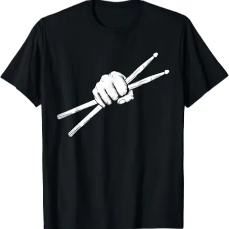 Drummer Graphic T-Shirt, Drum Sticks Print Casual Tee, Ideal Father's ...
