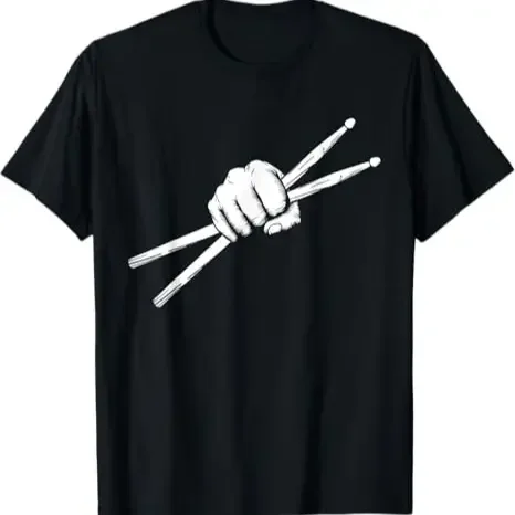 Drummer Graphic T-Shirt, Drum Sticks Print Casual Tee, Ideal Father's ...