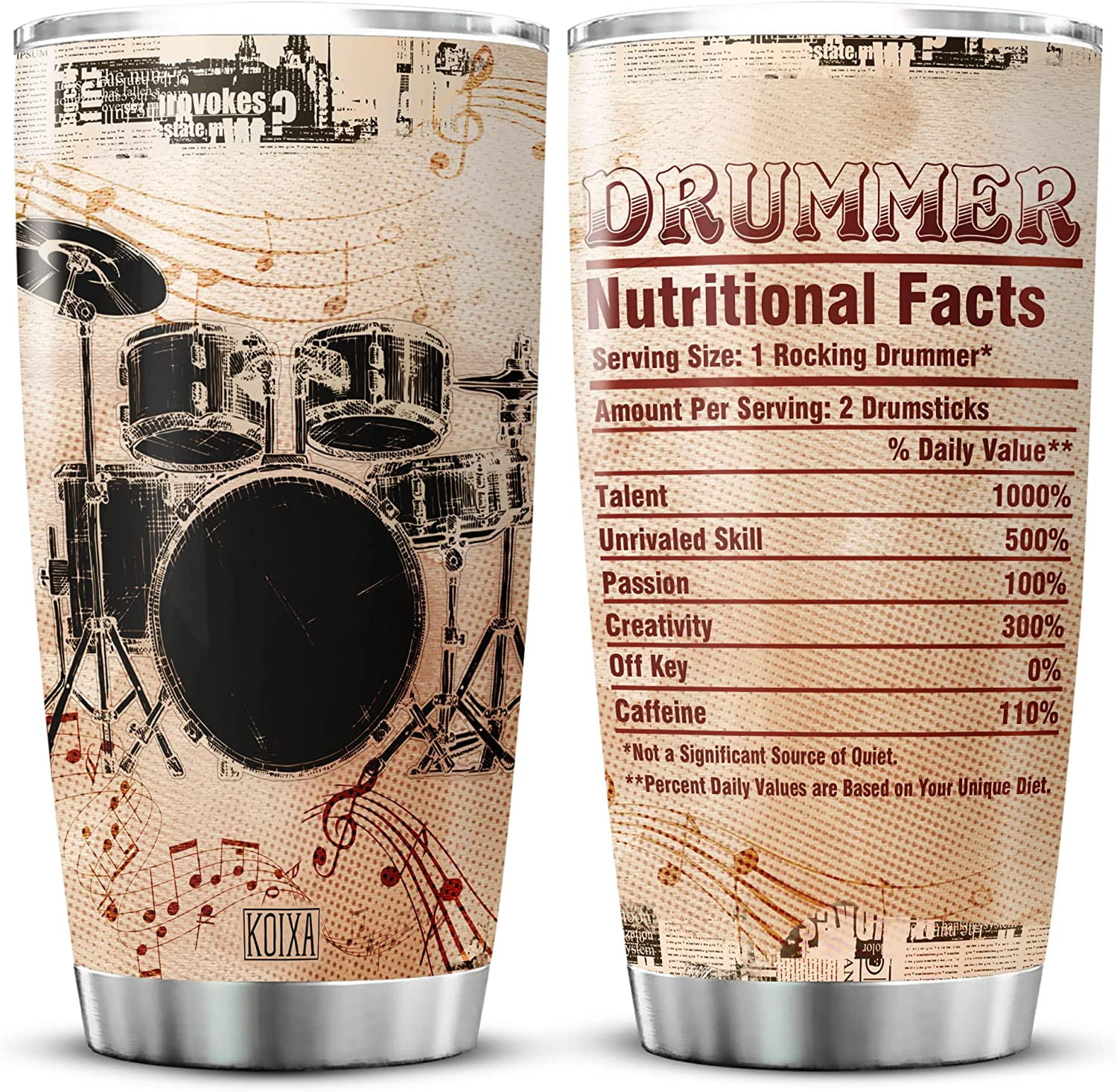 Drummer Nutrition Facts Tumbler Cool Things For Drummers Gift For Music ...