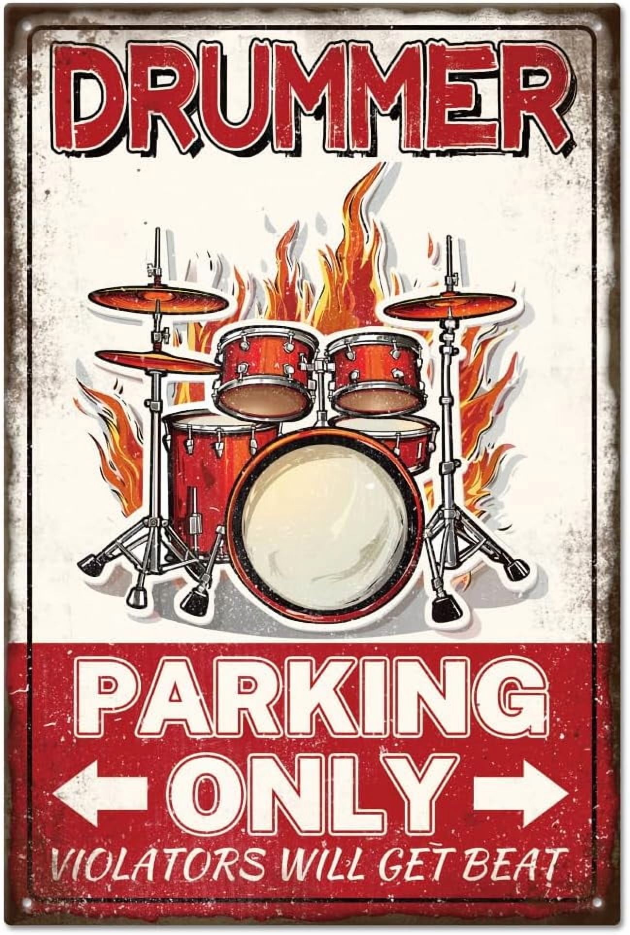 "Drummer Parking Only Violators Will Get Beat" Funny Drum Metal Tin ...
