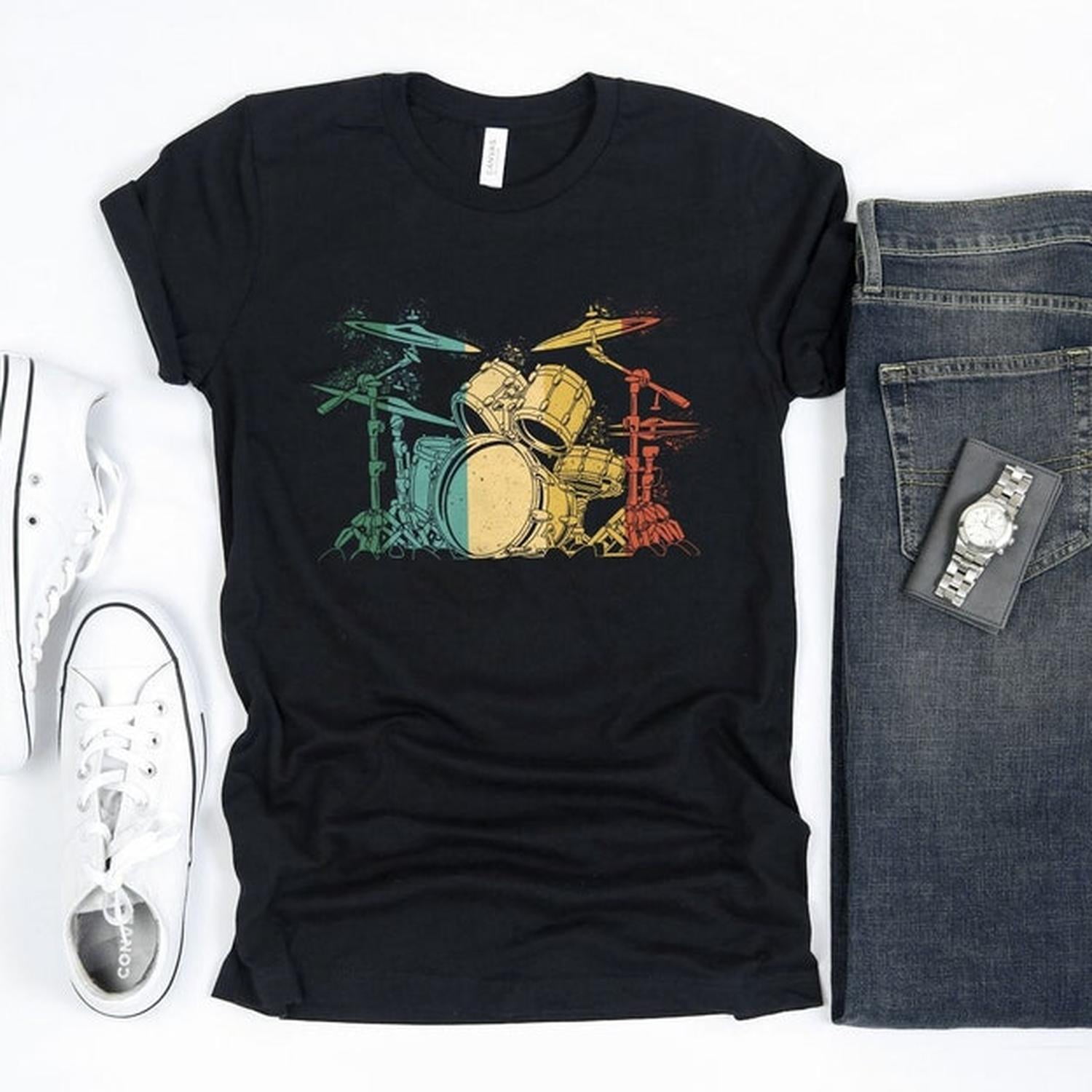 Drummer Retro Vintage Shirt Music Lover GifT-S Musician ShirT-S ...