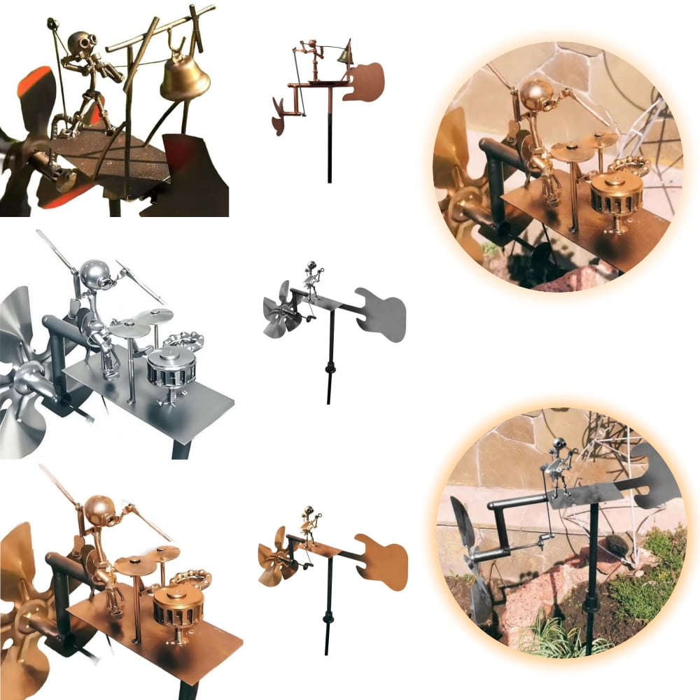 Drummer Windmill Garden Decoration, Handmade Metal Percussionist Music ...