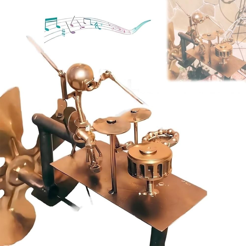 Drummer Windmill Garden Decoration, Handmade Metal Percussionist ...