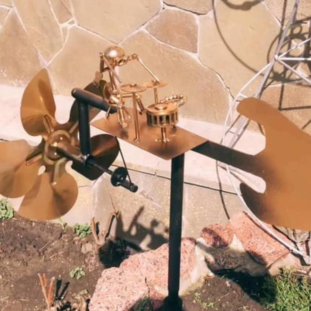 Drummer Windmill Garden Decoration, Stainless Steel Drummer Wind ...