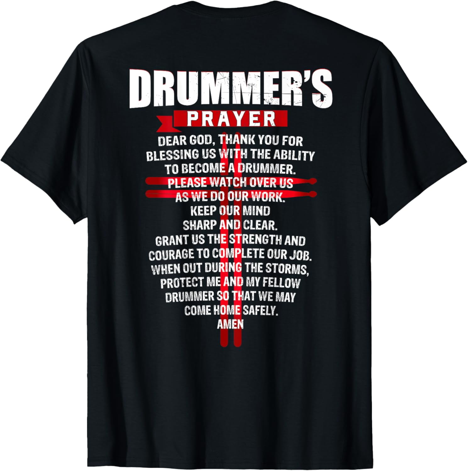 Drummers Prayer Vintage Cross Drumsticks Christian Drummer T-Shirt ...