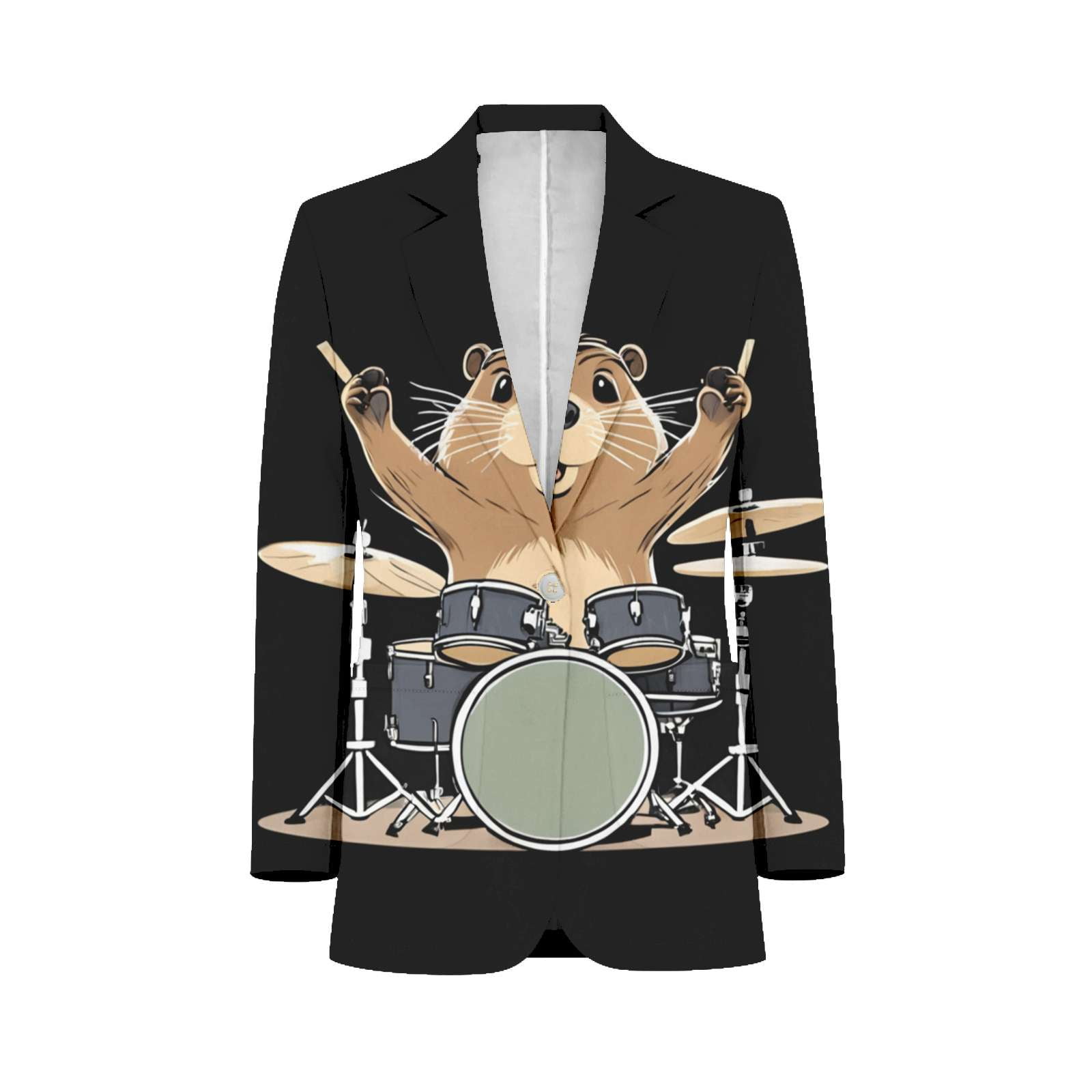 Drumming Capybara Art Customized Men's Suits full man Shawl Collar ...