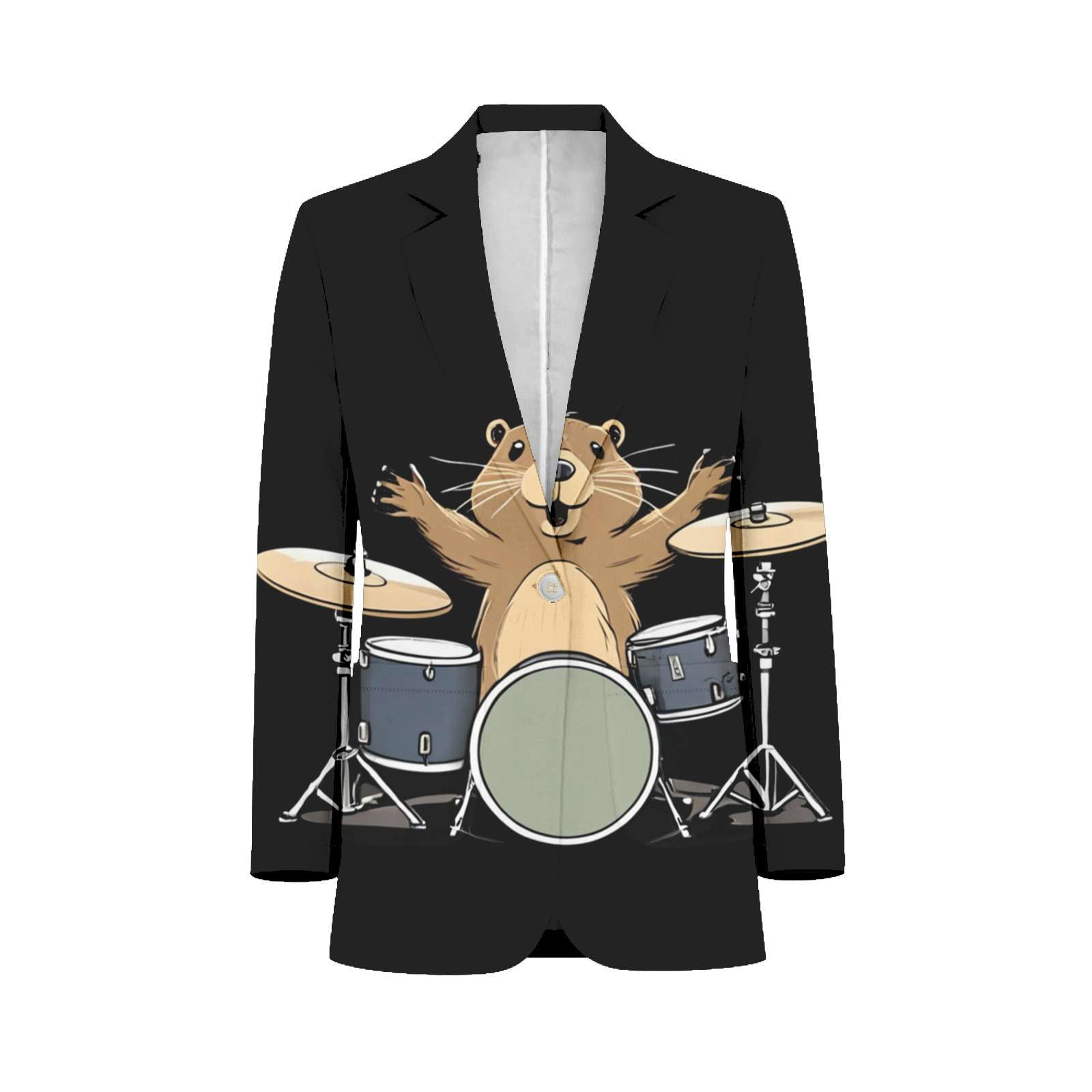 Drumming Capybara Art Customized Men's Suits full man Shawl Collar ...