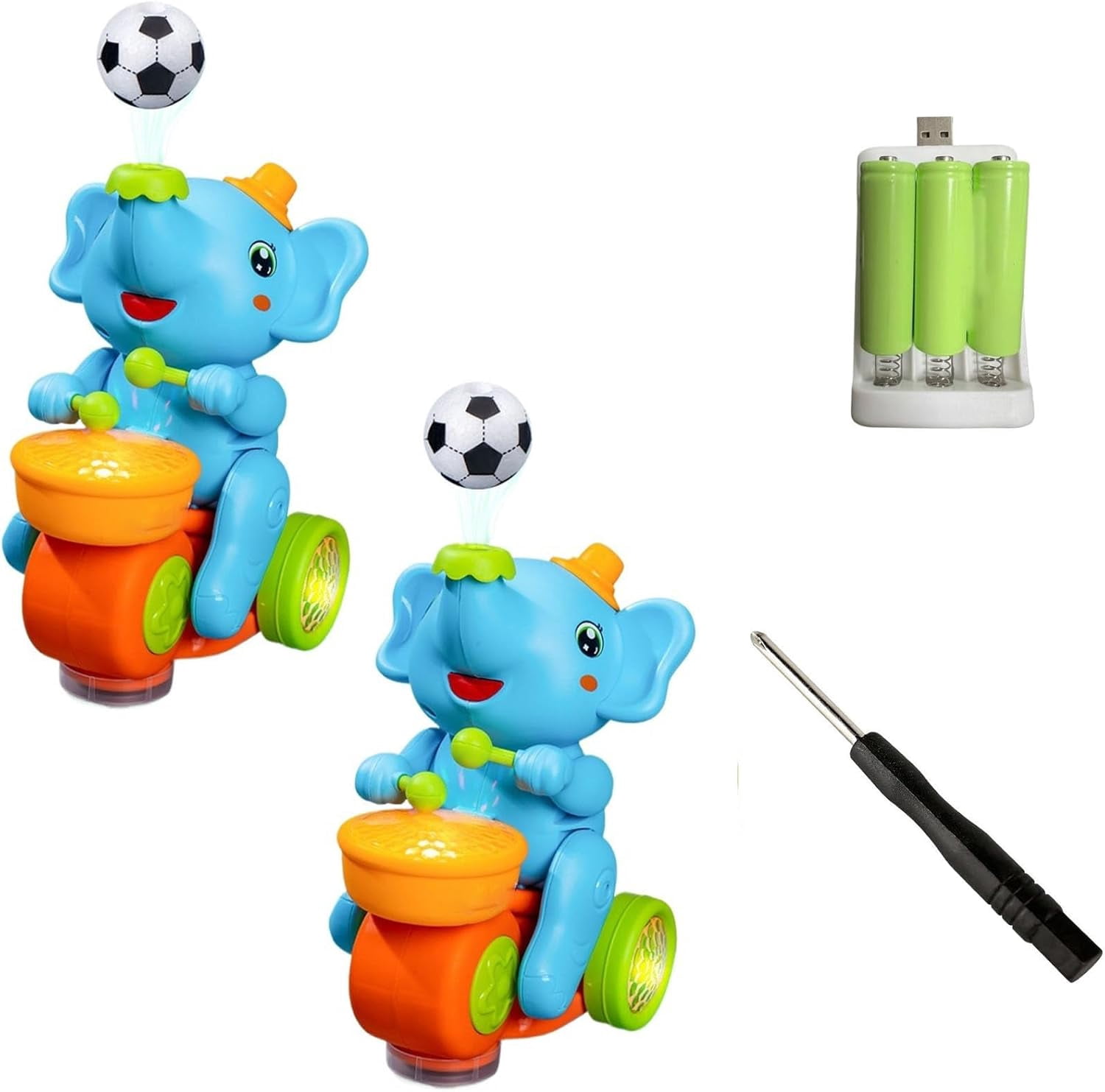 Drumming Elephant Blowing Ball Walking Car Toys, Musical Walking ...