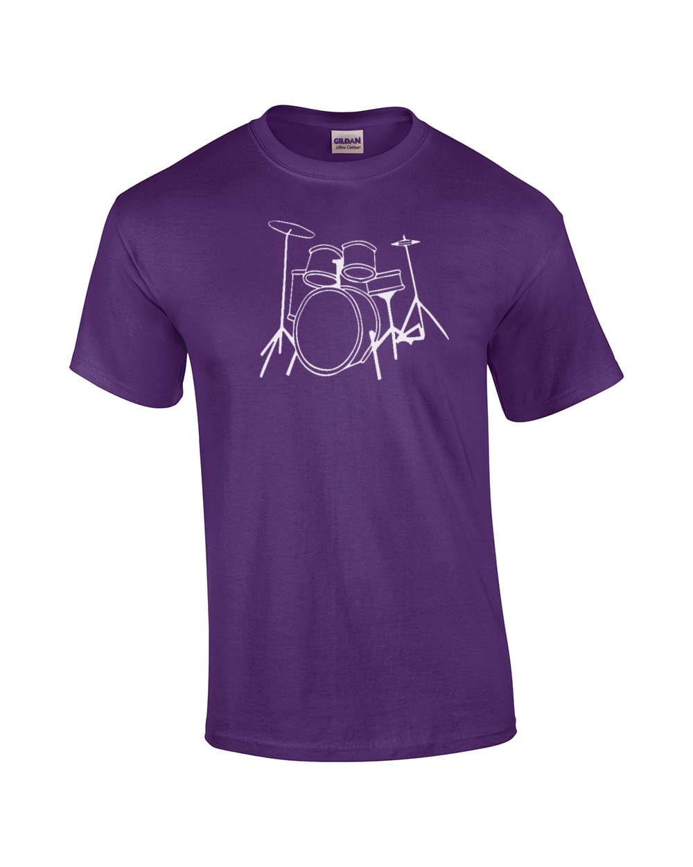 Drumming Short Sleeve T-shirt Drum Set Design Drummer Tee-Purple-XXL ...