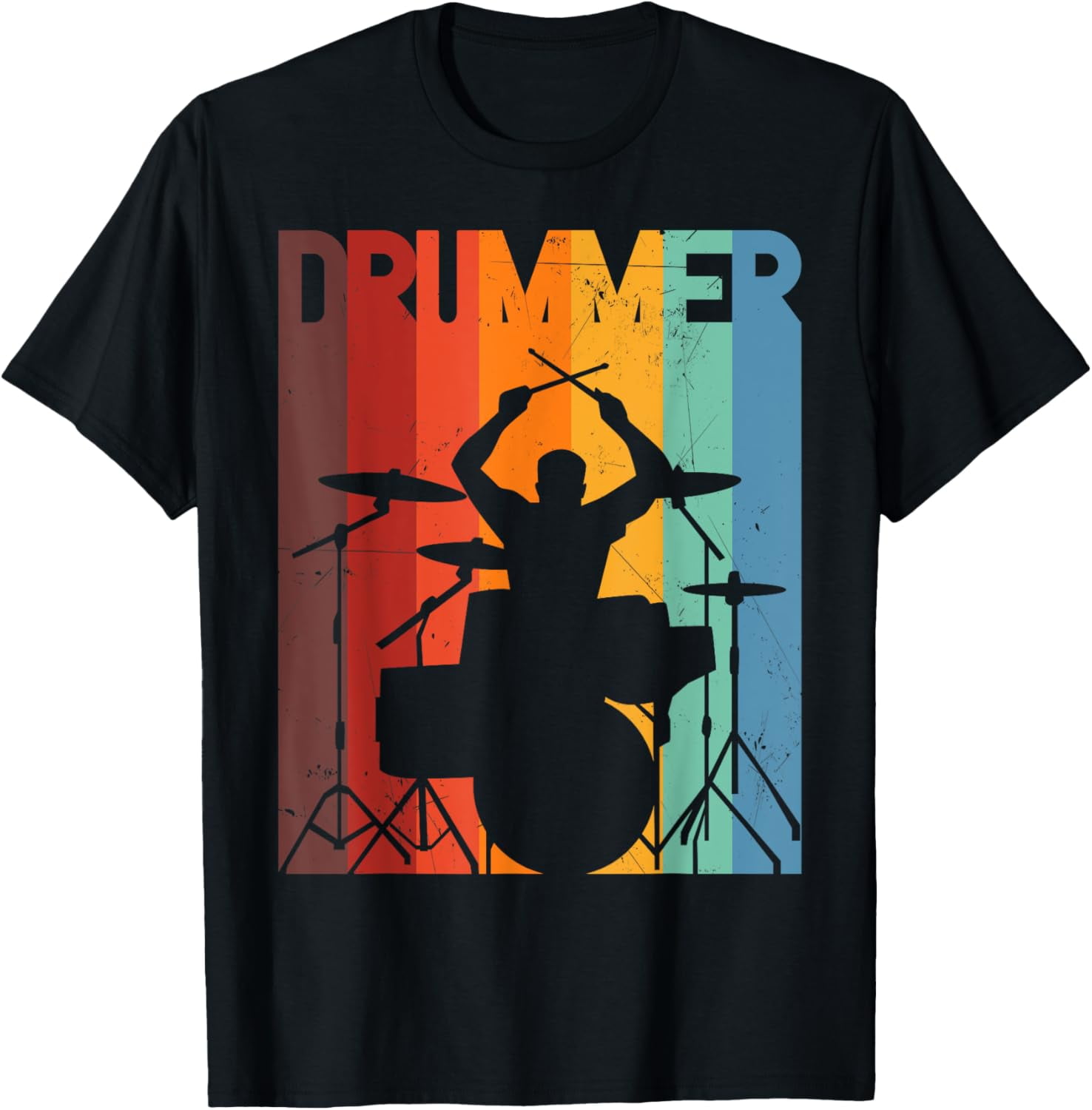 Drums Drummer Band Drumset Retro Vintage Drum Set 70s 80s T-Shirt ...