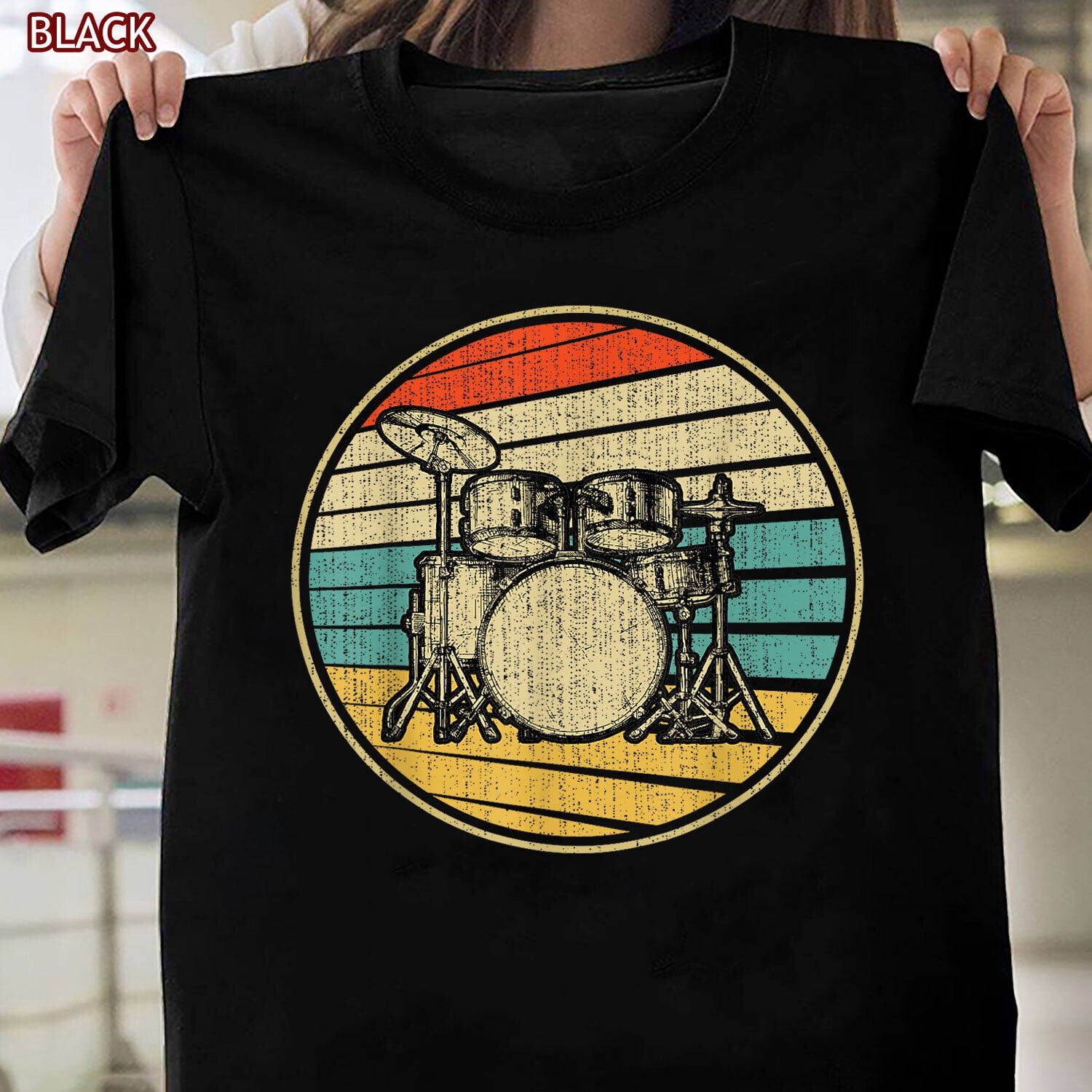 Drums Drummer Band Shirt Retro Vintage Drum Set Design Perfect for ...