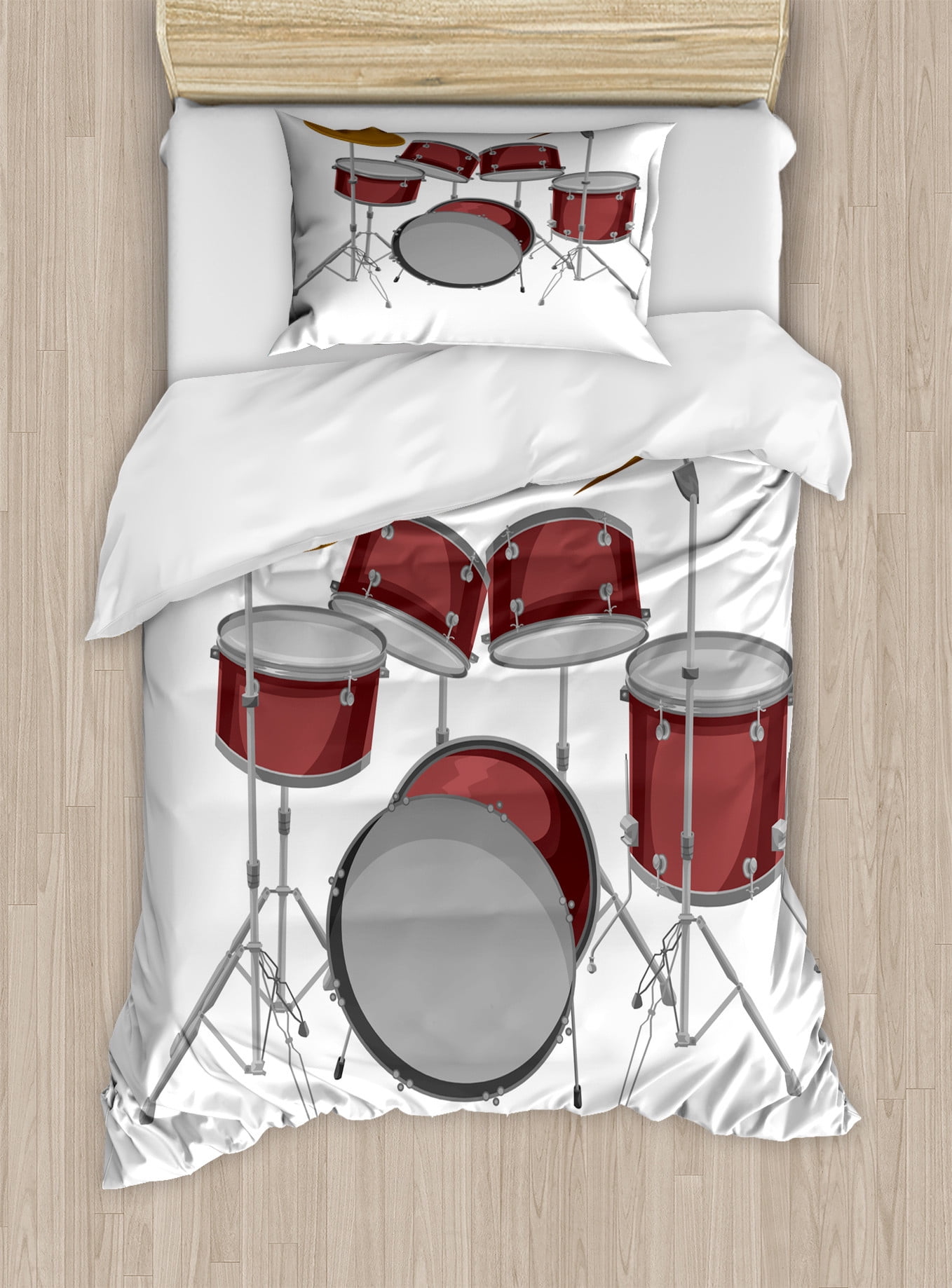Drums Duvet Cover Set, Picture of a Drum Kit Percussion Instrument ...