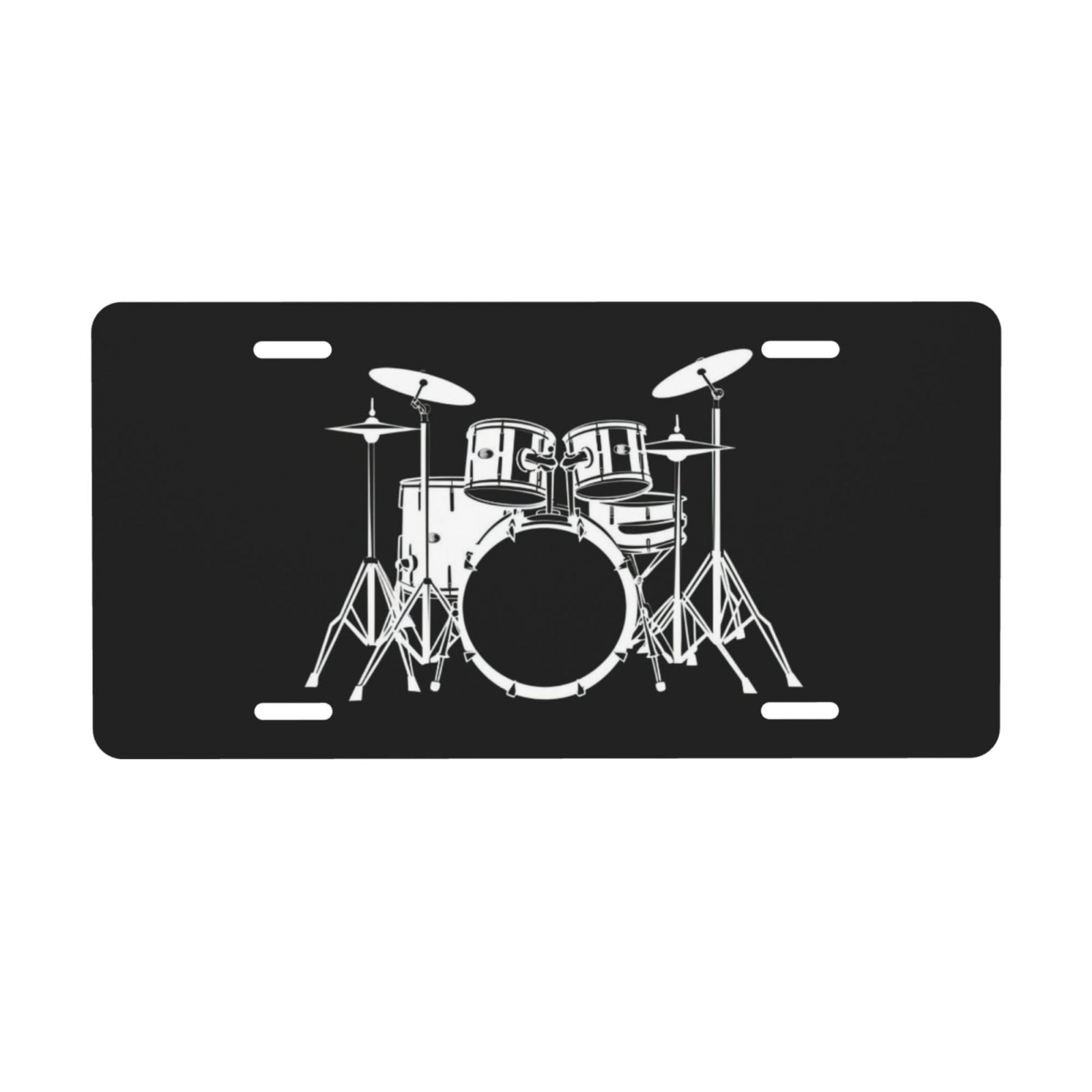 Drums Instrument Drummer License Plate with 4 Holes,Novelty Aluminum ...