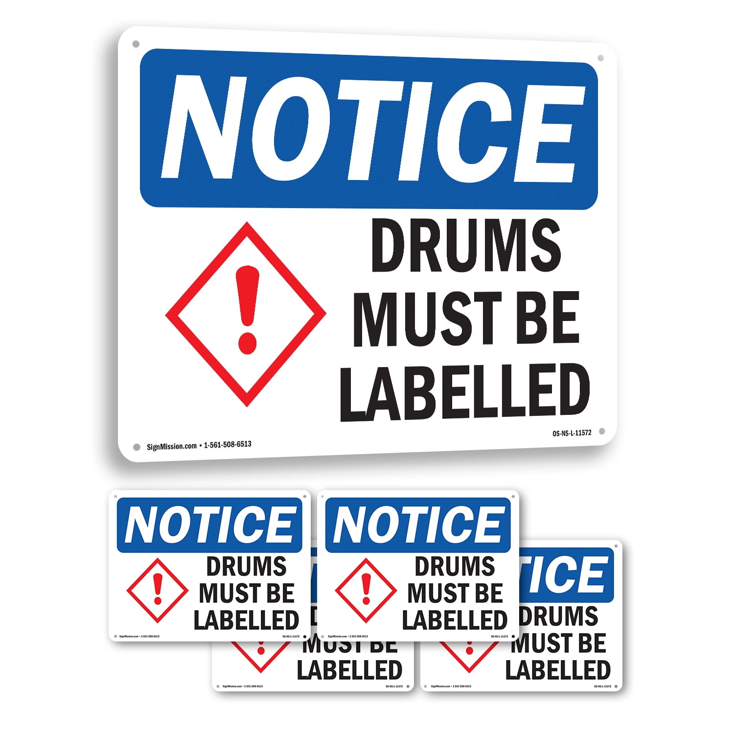 Drums Must Be Labeled OSHA Notice Aluminum Sign 10 Inch x 7 Inch - 5 ...