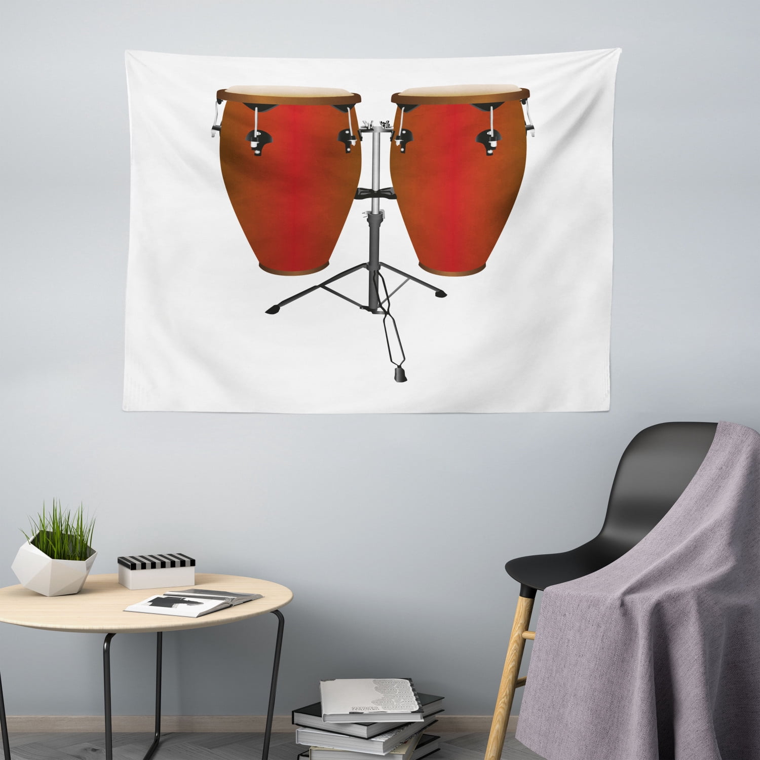 Drums Tapestry, Illustration of a Pair of Conga Drums on a Plain ...