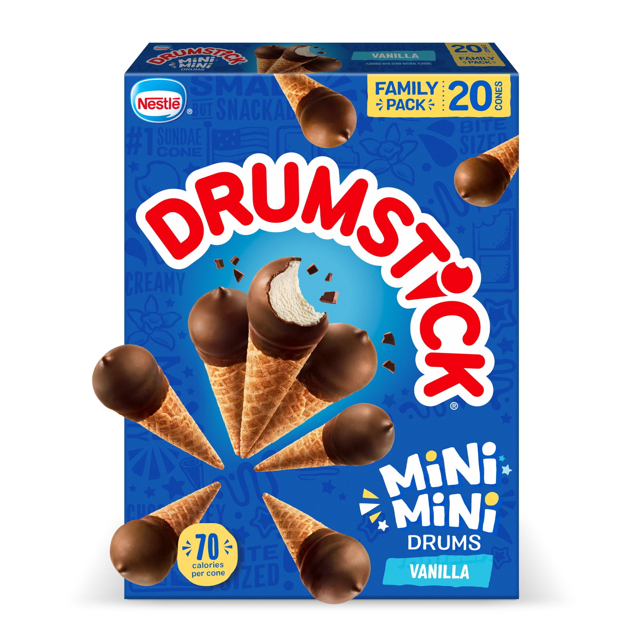 Drumstick Mini Drums Vanilla Sundae Cones, Kosher, 20 Count - Walmart.com