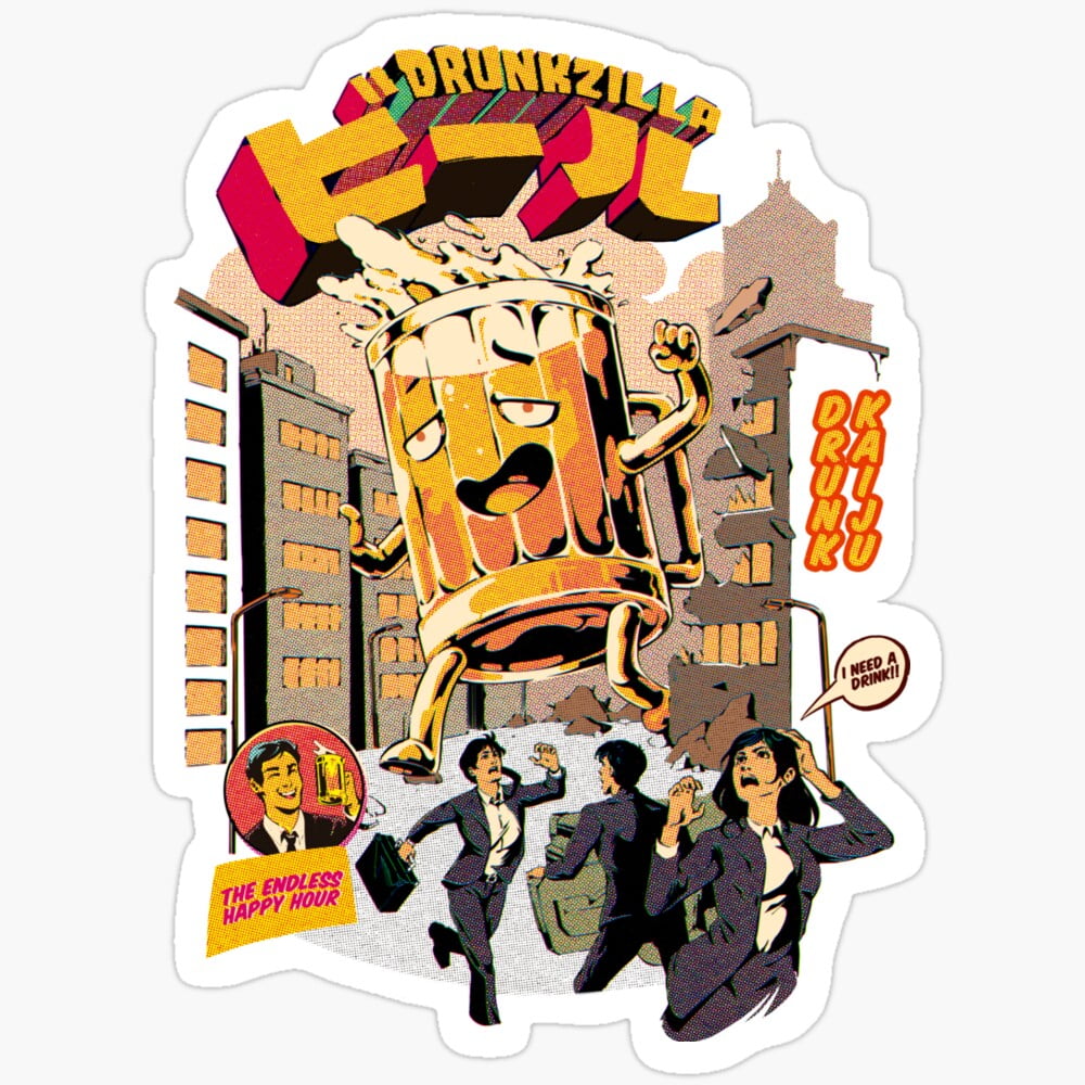 Drunk Beer Attack Sticker Phone Decal Water Bottle Stickers Car Decals ...