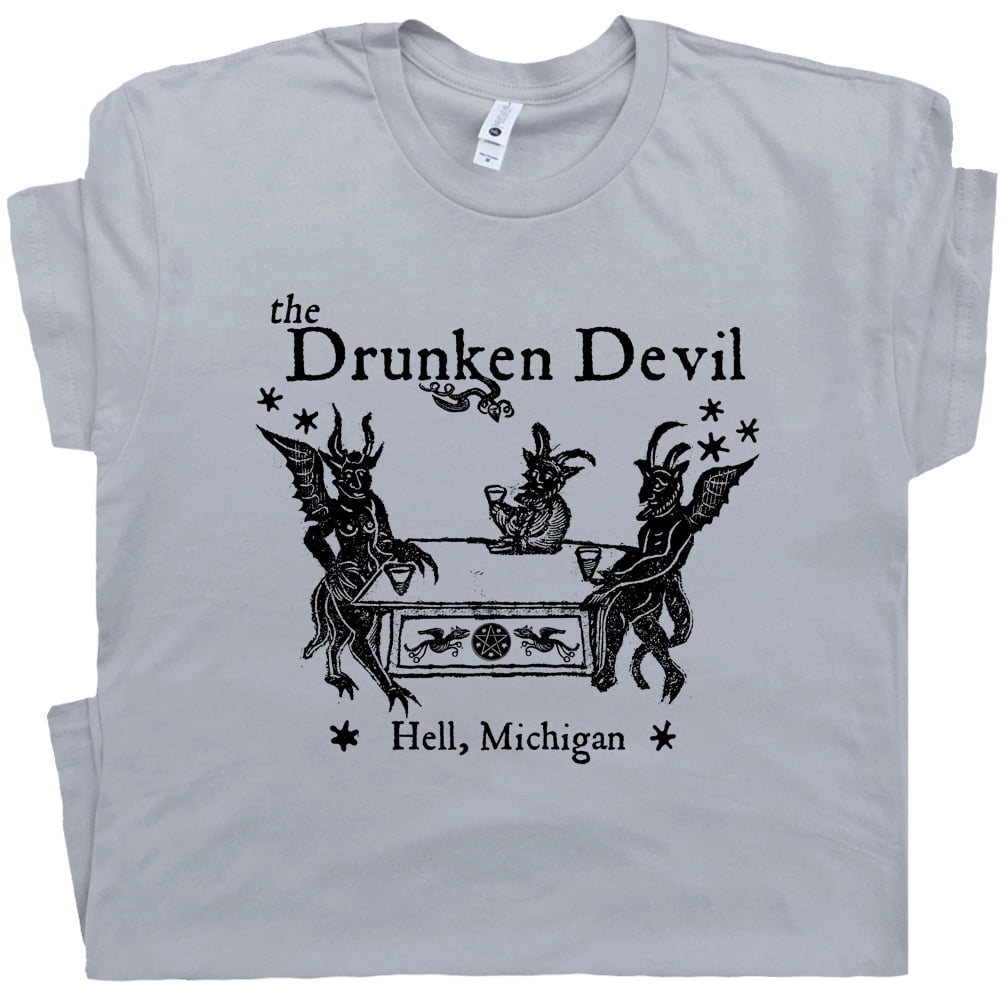 Drunk Devil Dive Bar T Shirt Cool Vintage Famous Beer Pub Shirts for Men Women Guys Retro ...