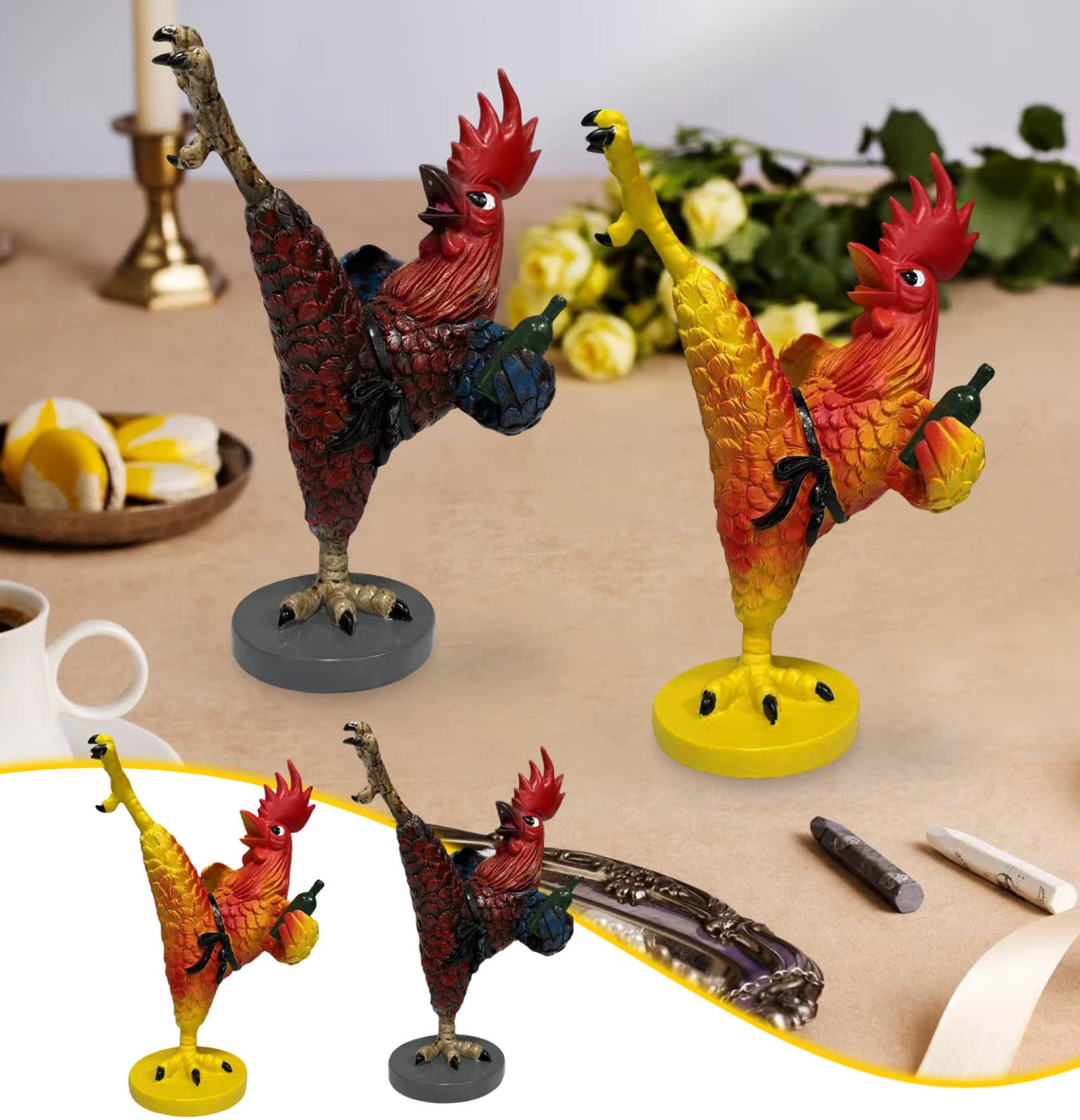 Drunk and Drunken Chicken Ornament, Living Room Entrance Decoration ...