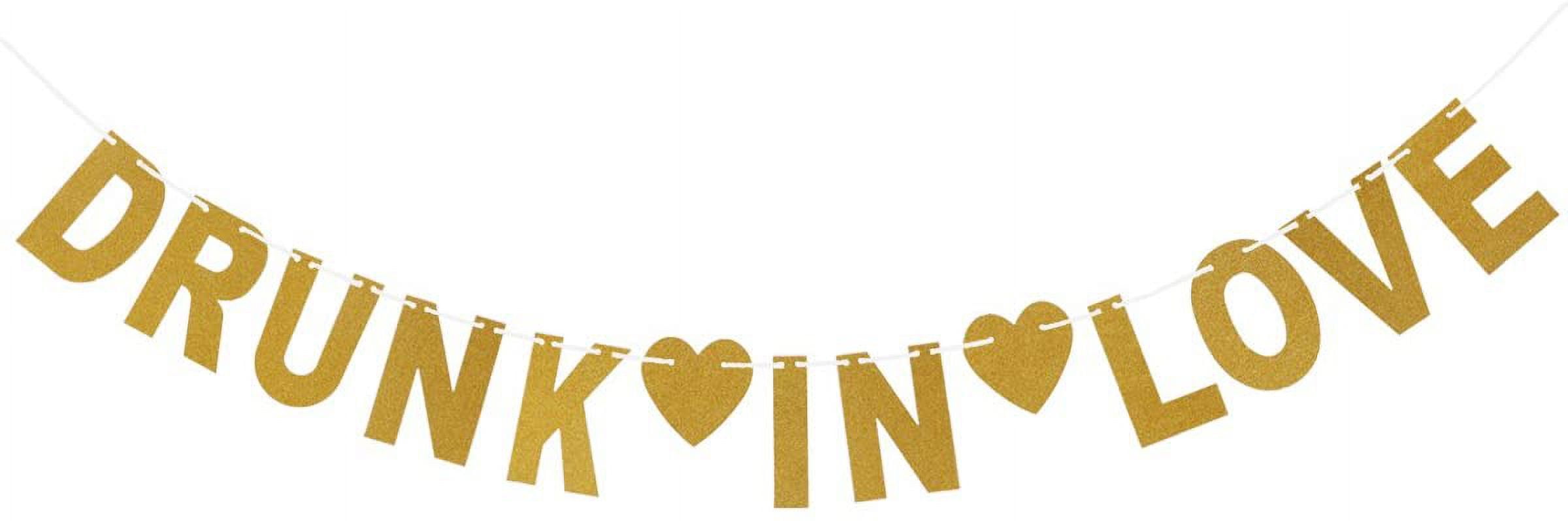 Drunk in Love Glitter Letters and Hearts Wedding Bunting Banners String ...