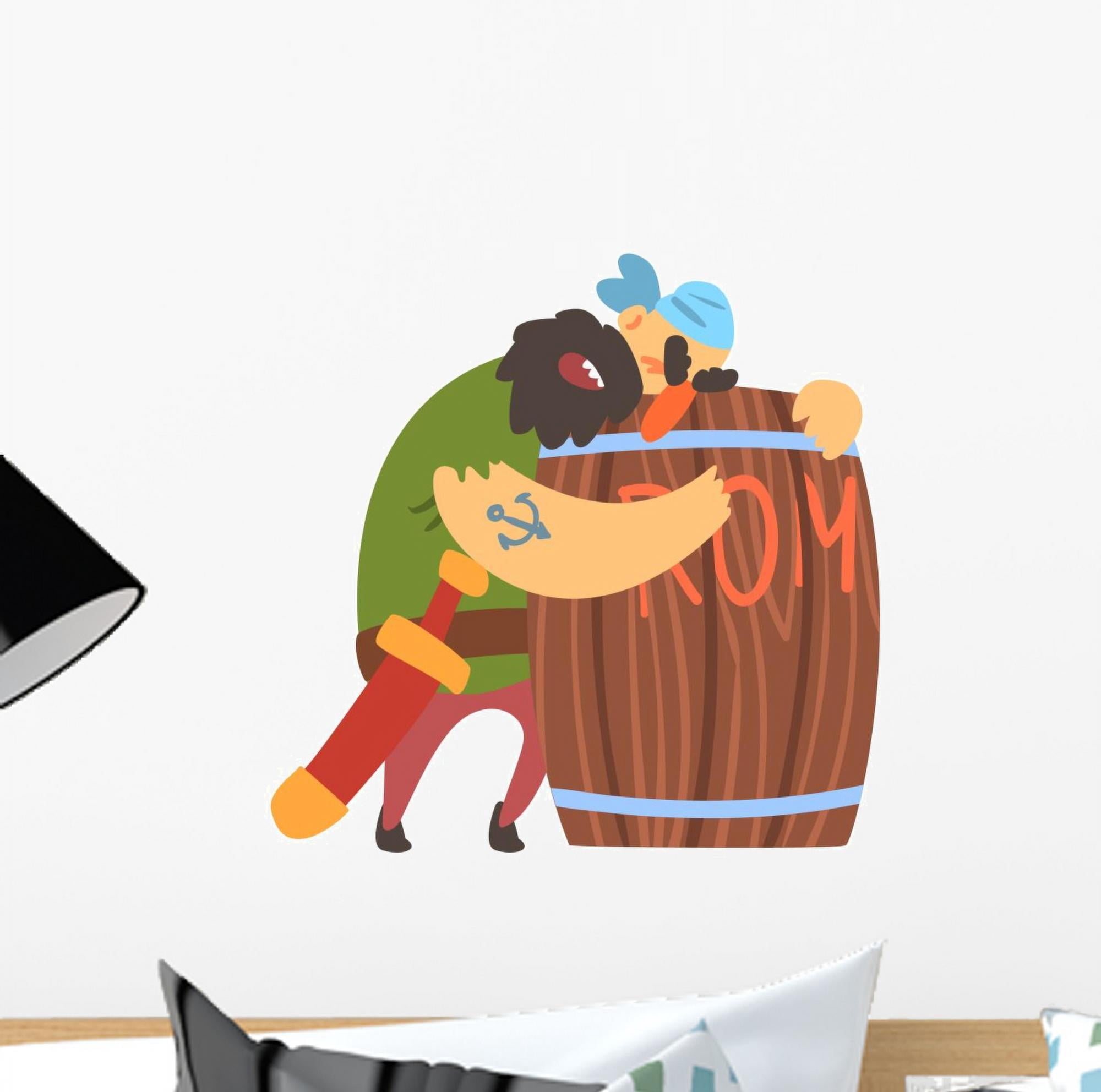Drunk Scruffy Rum Pirate Wall Decal Wallmonkeys Peel and Stick Decals ...