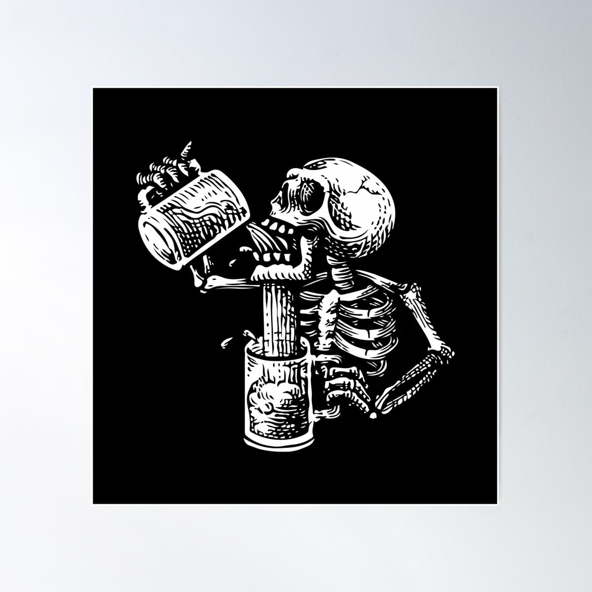 Drunk Skull Poster Wall Art, Modern Wall Decor For Living Room Bedroom ...