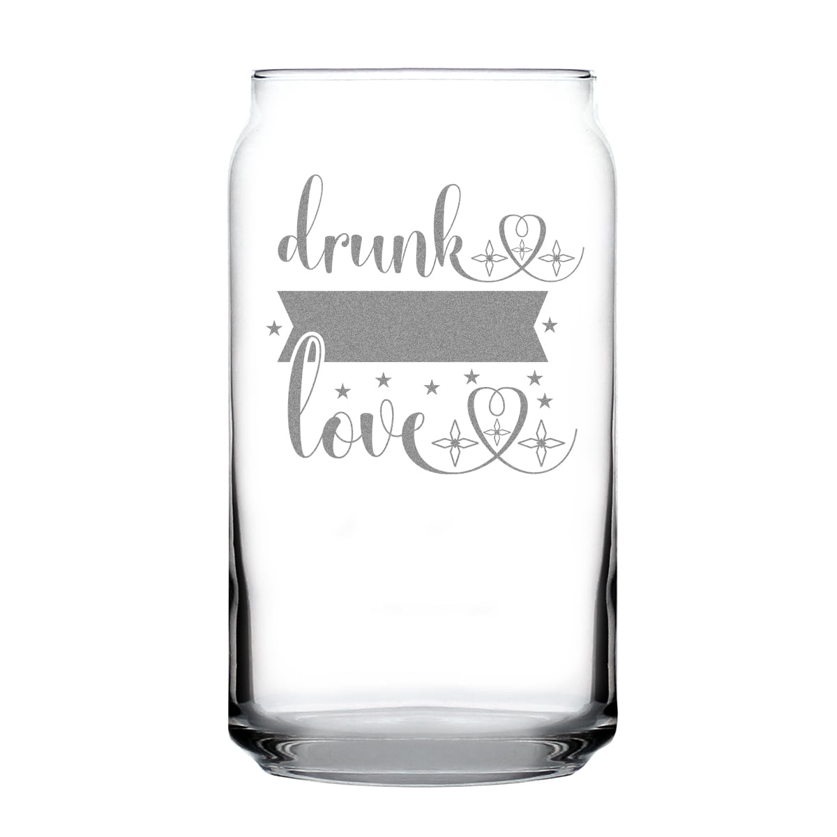 Drunk in Love 16oz Can-Shaped Pint Glass, Hand Engraved Etched Glass ...