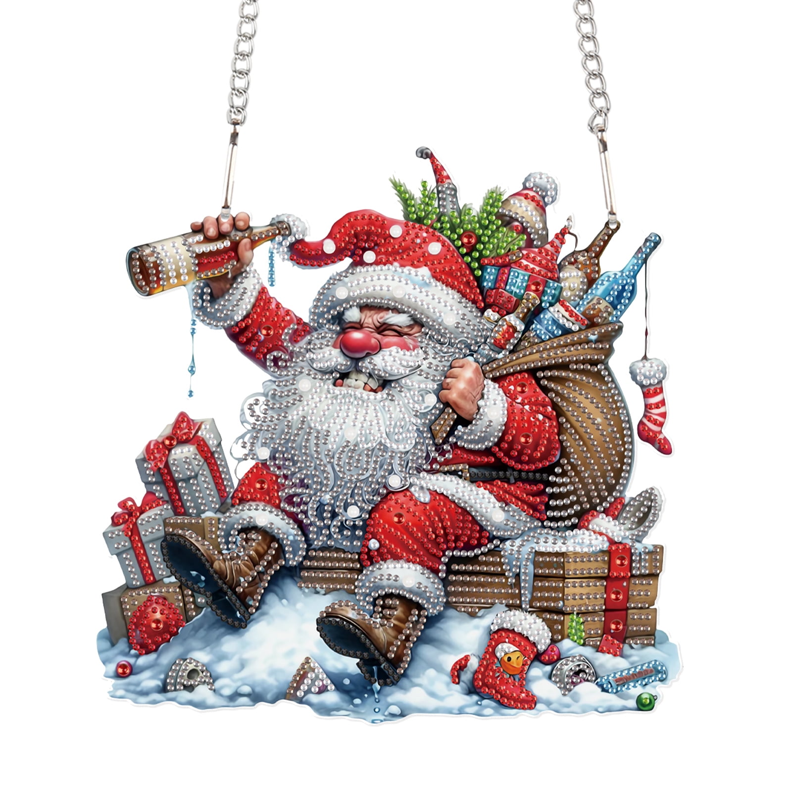 Drunken Santa Diamond Art Painting Kit Pendant - Walmart.com