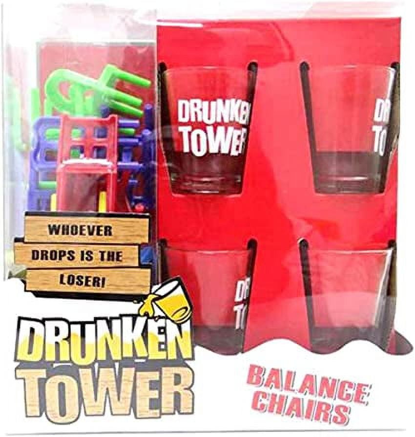 Drunken Tower Drinking Game 18 Pieces Chairs and 4 Shot Glasses Set ...