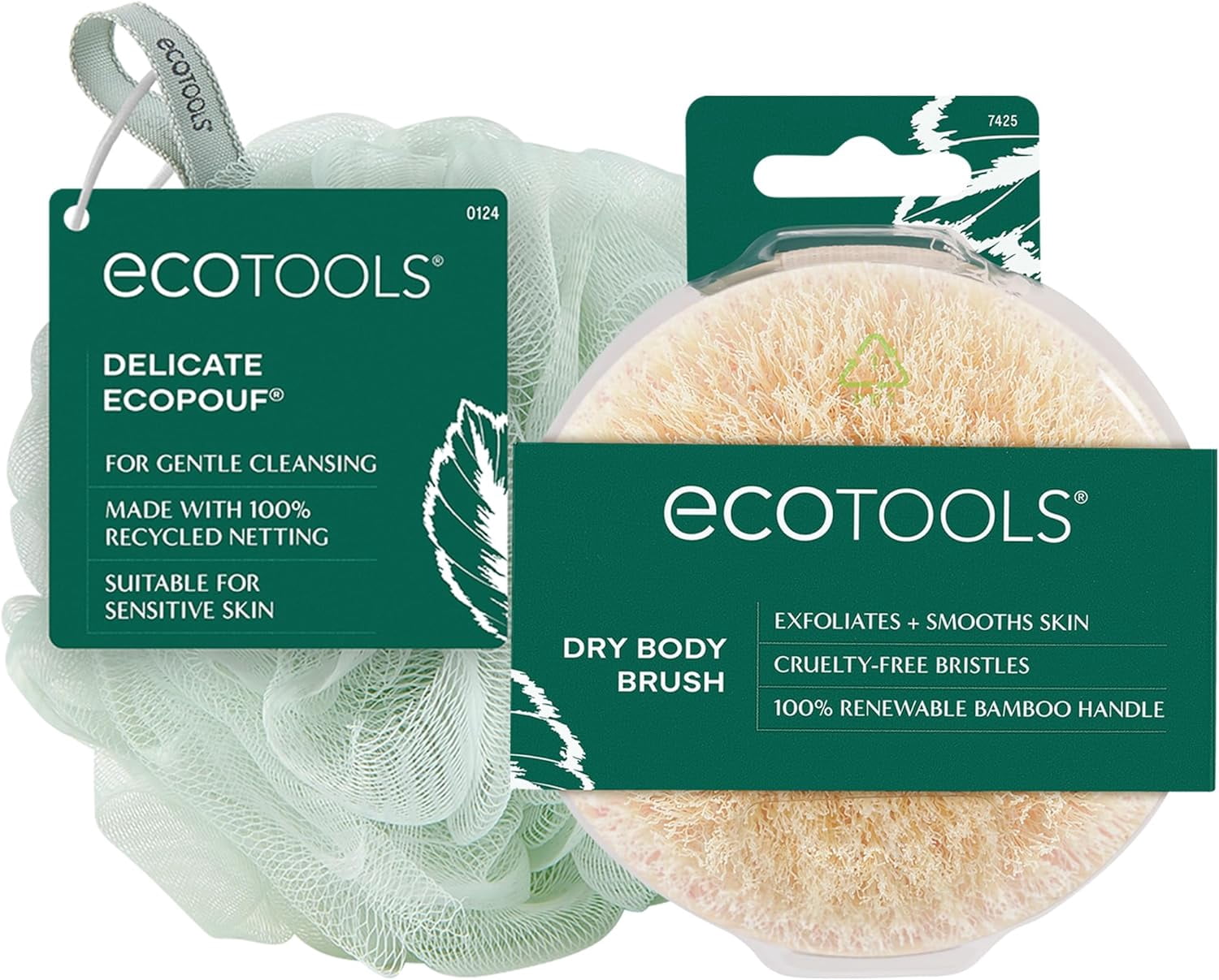 Dry Body Brush for Circulation, Dead Skin Removal + Green Delicate ...