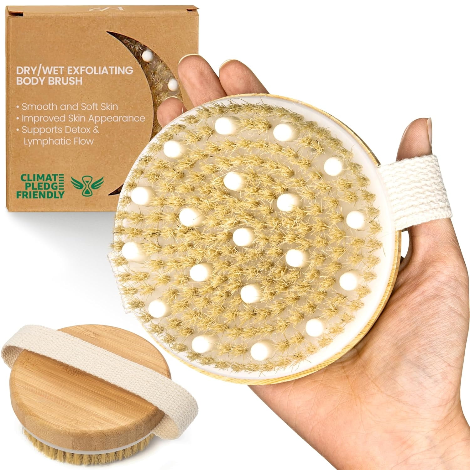 Dry Body Brush - Natural Bristle Exfoliating Brush for Skin Renewal ...