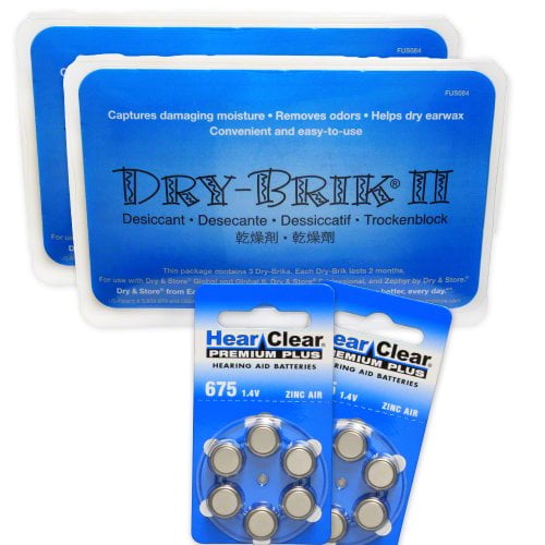 Dry Brik II (Newest Version) (2 packs of 3) + HearClear Size 675 ...