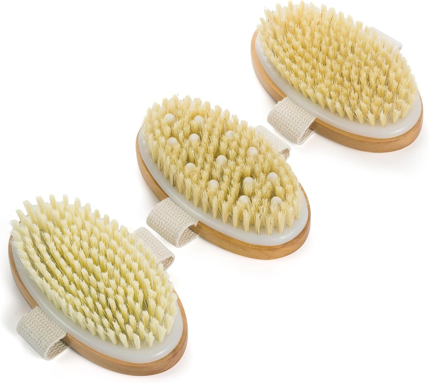Dry Brushing Body Brush, 3 Pack Wooden Body Brush with Soft and Stiff ...