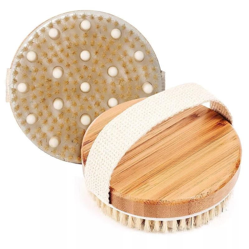 Dry Brushing Body Brush-Round Exfoliating Brush for Cellulite Lymphatic ...