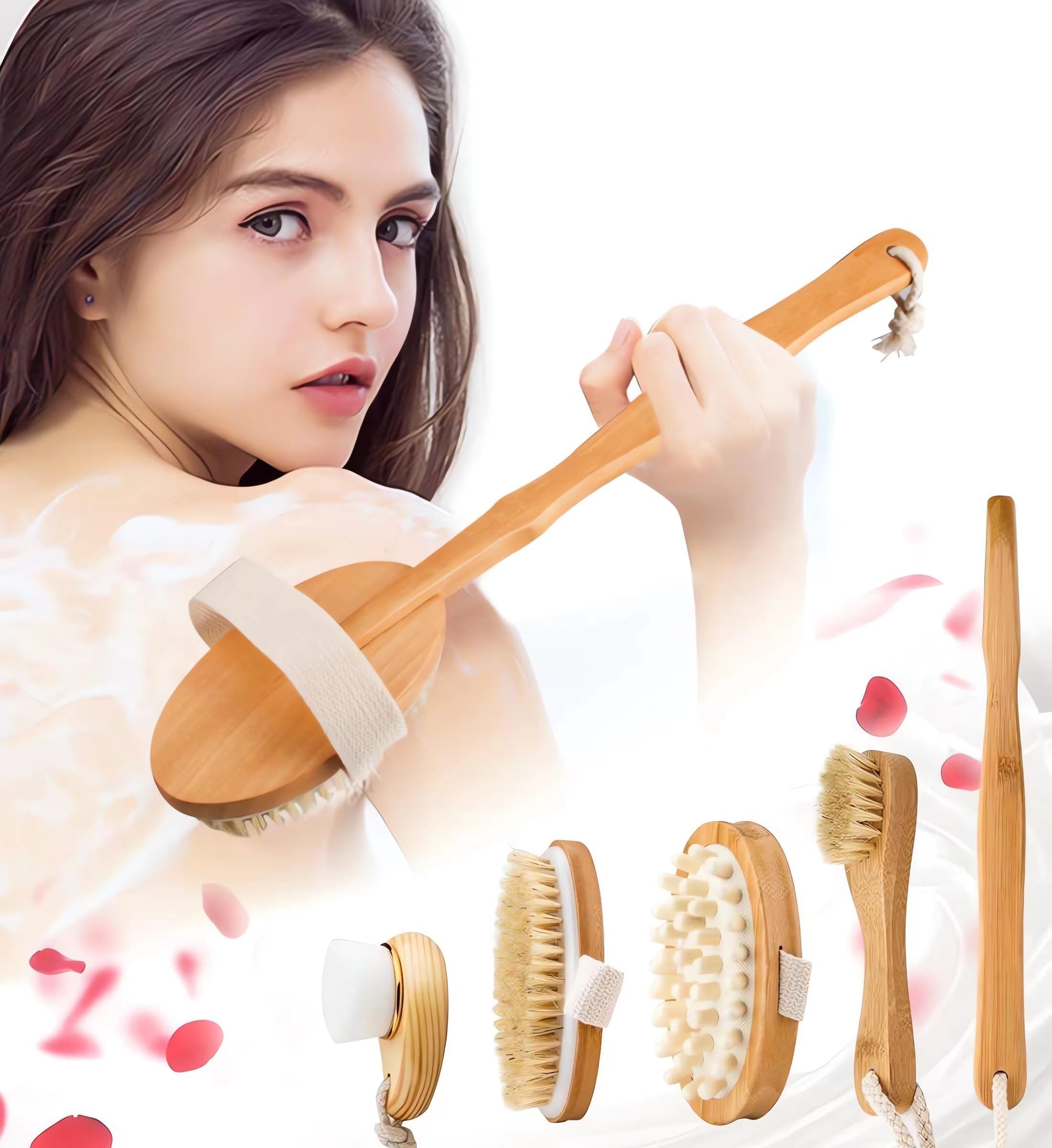 Dry Brushing Body Brush Set for Lymphatic Drainage Cellulite Reduction ...