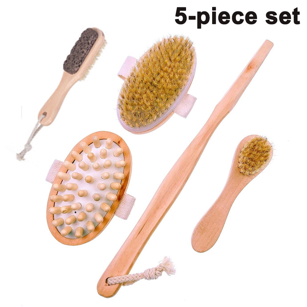Dry Brushing Body Brush Set Lymphatic Drainage & Skin Exfoliating ...