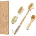 Dry Brushing Set - Natural Boar Bristle Body & Face Brush, Wooden Long ...