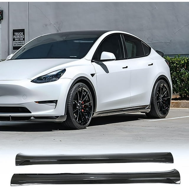 Dry Carbon Fiber Side Skirts for Tesla Model Y 2020 2021 2022 2023 2024 ...