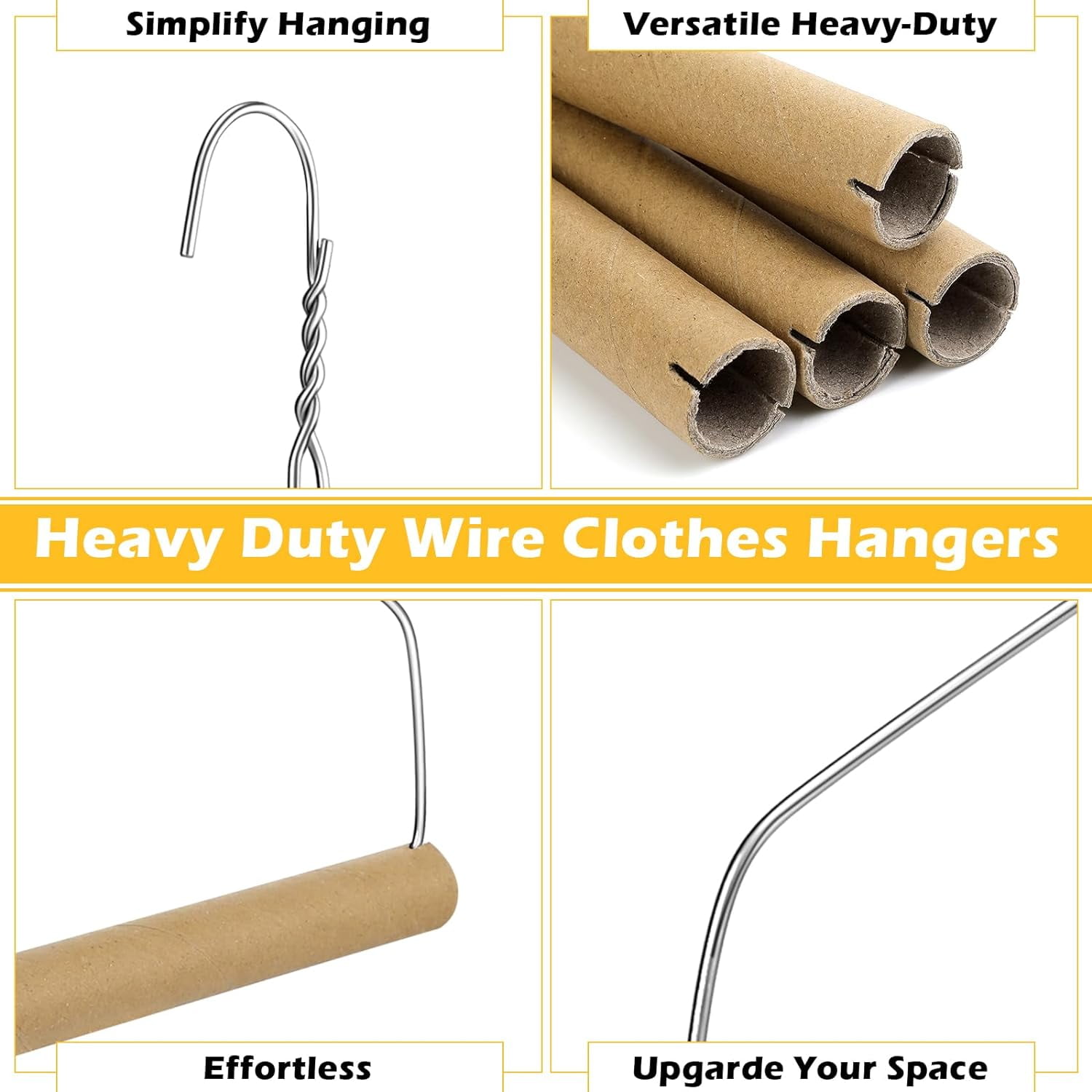 Dry Cleaner Hangers, 20 Pack – 18" Heavy Duty Wire Hangers for Drapery ...