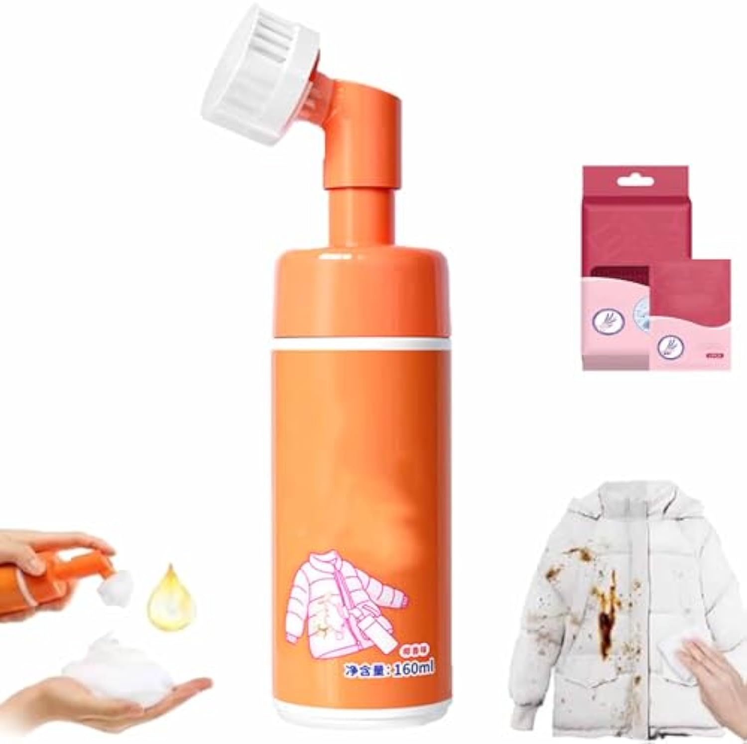 Dry Cleaning Agent with Brush Head for down Jacket, 160ml, Wash-Free ...