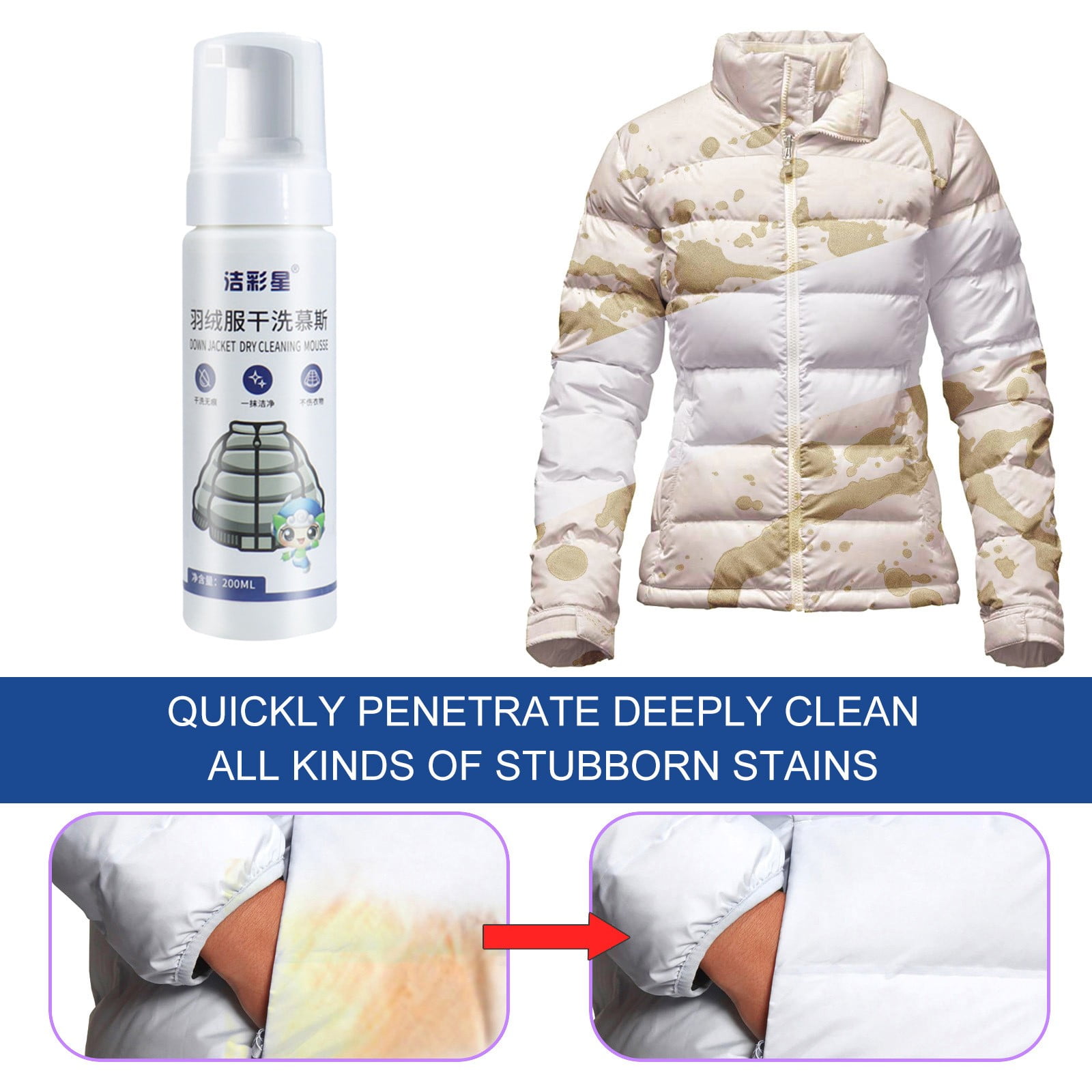 Dry Cleaning Foam Spray for Clothing, Fabric Refresher and Stain ...