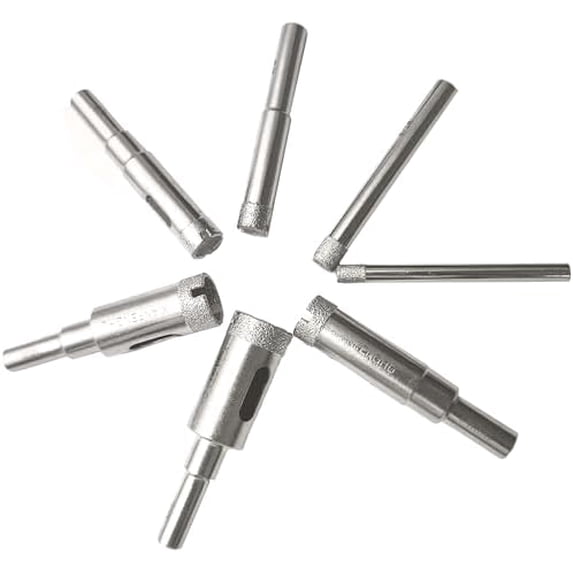 Dry Drill Bits for Glass, 7 count Hole Drill Bit Set Kit,1/4"~11/16 ...