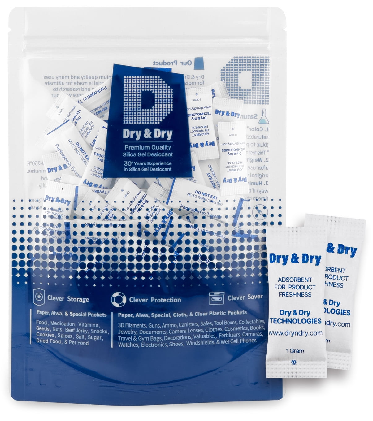 Dry & Dry 1 Gram[200 Packets] Food & Pharmaceutical Safe Silica Gel ...