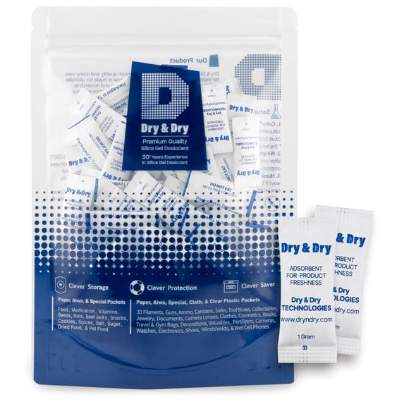 Dry & Dry 1 Gram[200 Packets] Food & Pharmaceutical Safe Silica Gel ...
