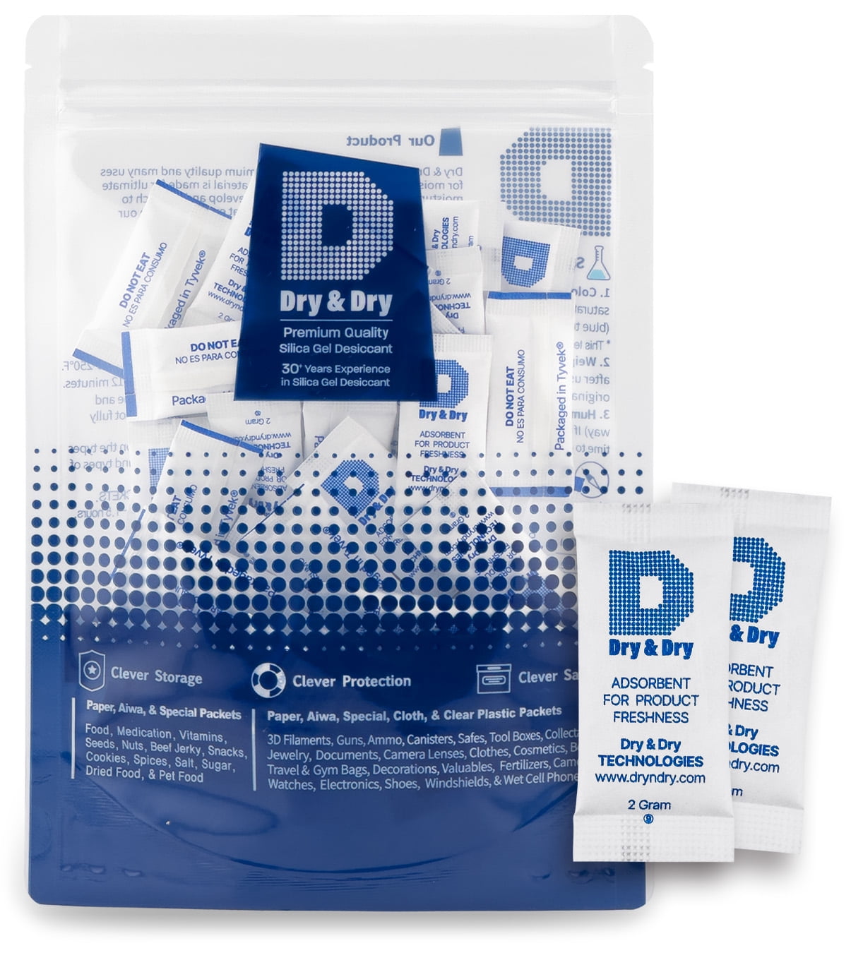 Dry & Dry 2 Gram [50 Pack] Food & Pharma Safe Silica Gel, Rechargeable ...