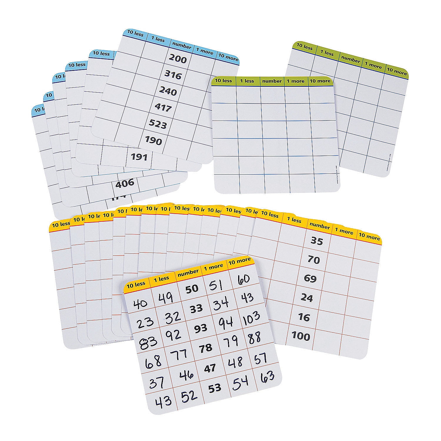 Dry Erase 10 More 10 Less Cards - Educational - 24 Pieces - Walmart.com