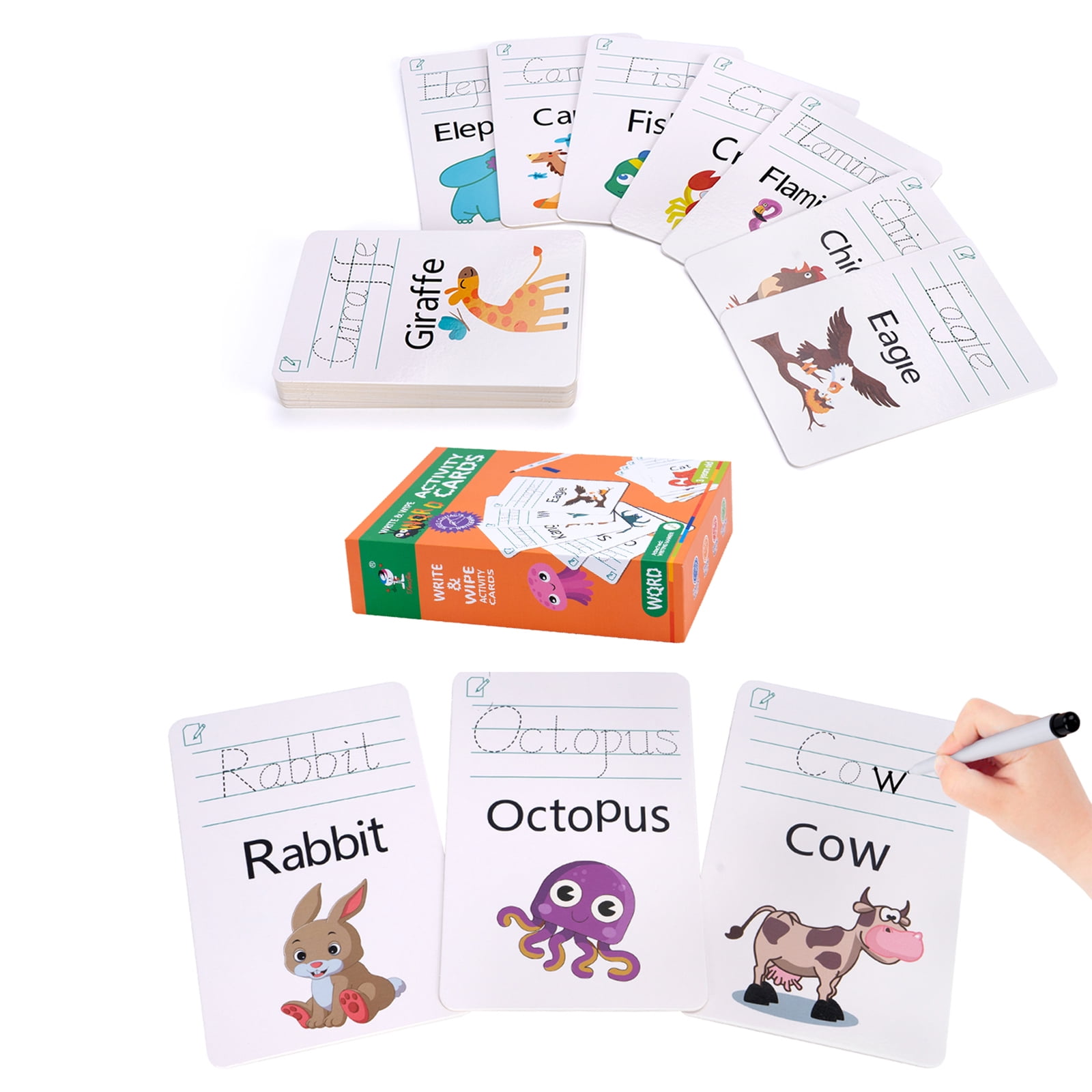 Dry Erase Alphabet , Number , Animal and Math Flash Cards - Write and ...