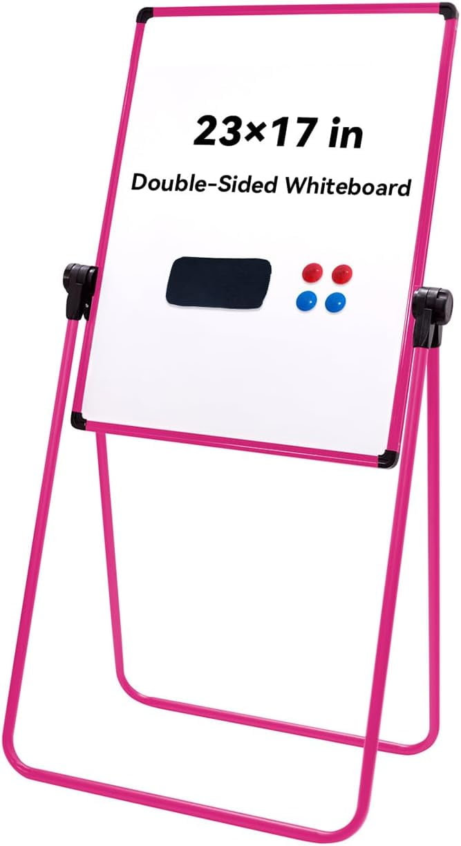 Dry Erase Board with Stand - 23"x17" Double Sided Portable Foldable ...
