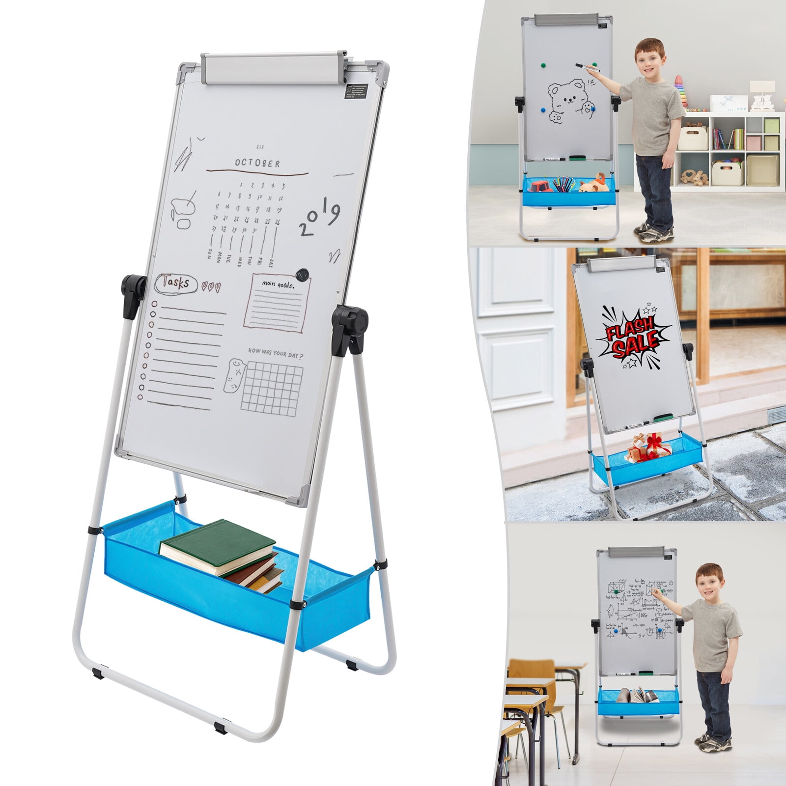 Dry Erase Board with Stand Portable Writing Whiteboards 100-170cm ...