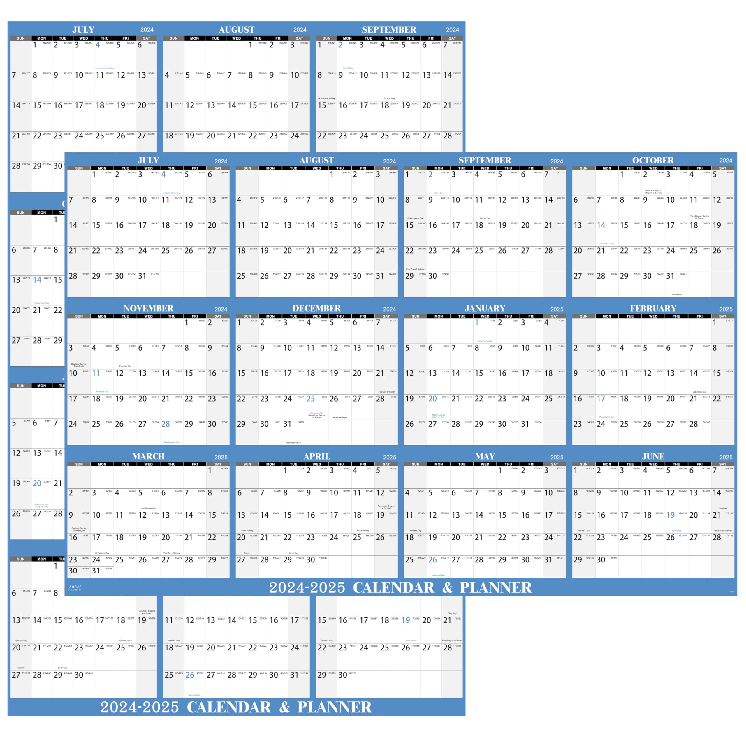 Dry Erase Calendar - Jul. 2024 - Jun. 2025, 2024-2025 Yearly Wall ...
